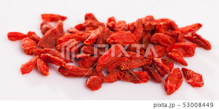 Dried Goji berries on white surfaceの写真素材 [53008449] - PIXTA