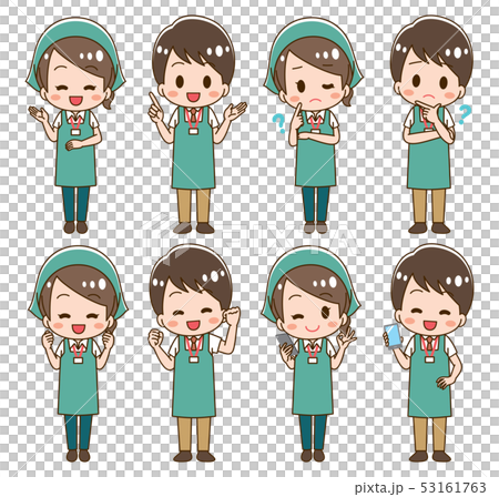 Supermarket clerk illustration set - Stock Illustration [53161763] - PIXTA