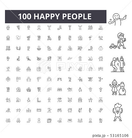 Happy people line icons, signs, vector set,...のイラスト素材 [53165106] - PIXTA