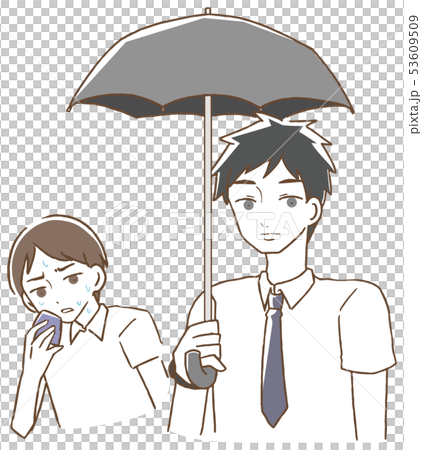 Illustration of a man holding a parasol - Stock Illustration [53609509 ...