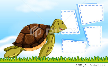 A turtle on note templateのイラスト素材 [53628555] - PIXTA