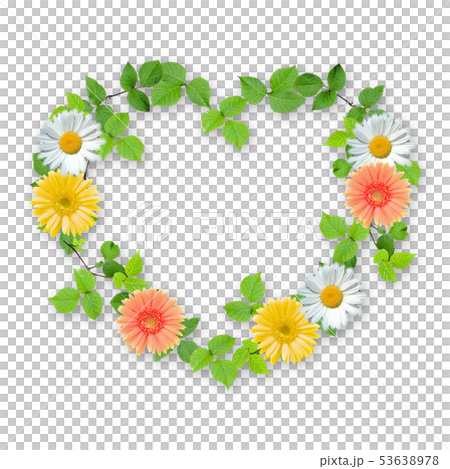 Flowers and leaves _ heart frame - Stock Illustration [53638978] - PIXTA