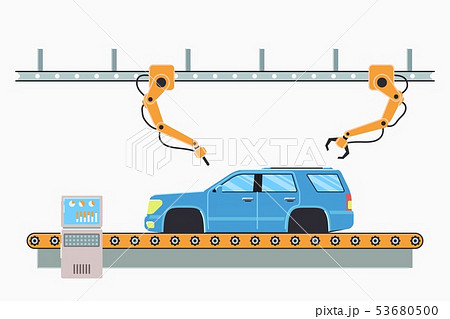Car Assembly Line Illustration