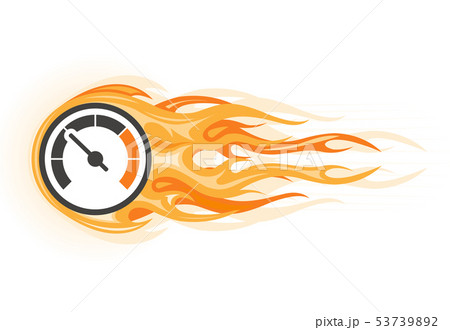 Speed - flaming speedometer in motion, quickのイラスト素材 [53739892] - PIXTA