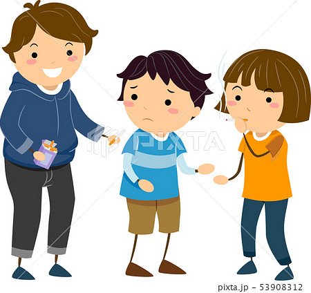 Stickman Kids Smoke Cigarette Peer Pressureのイラスト素材 [53908312] - PIXTA