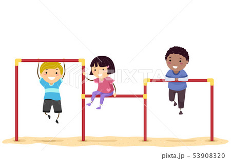 Stickman Kids Playground Triple Horizontal Barのイラスト素材 [53908320] - PIXTA