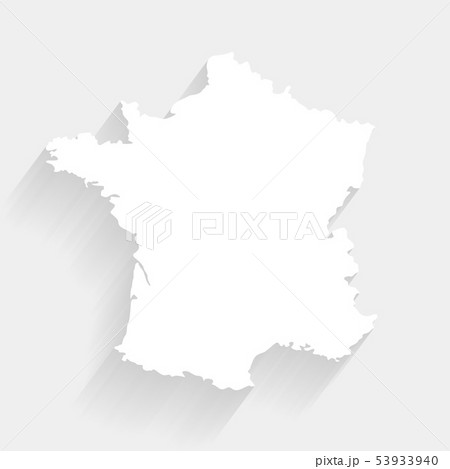 Simple white France map on gray backgroundのイラスト素材 [53933940] - PIXTA