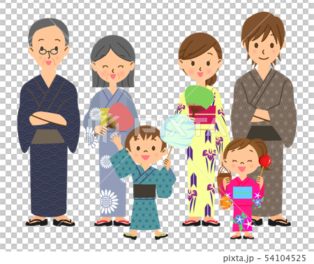 3 generations family yukata - Stock Illustration [54104525] - PIXTA