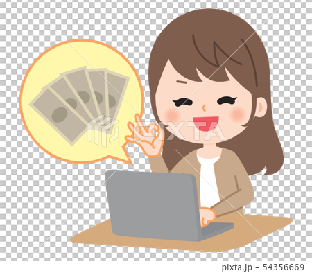 Computer money earning illustration - Stock Illustration [54356669] - PIXTA