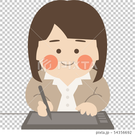 Female character pen tab - Stock Illustration [54356692] - PIXTA