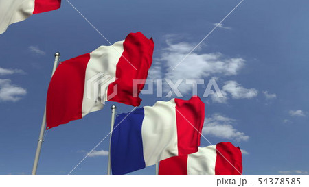 Many flags of Peru and France, 3D renderingのイラスト素材 [54378585] - PIXTA