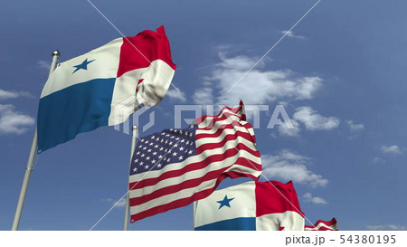 Row of waving flags of Panama and the USA, 3D...のイラスト素材 [54380195] - PIXTA