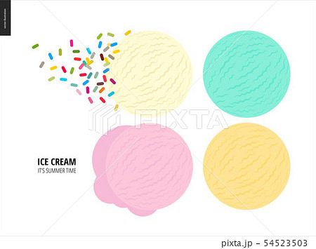 Few ice cream scoops on a white backgroundのイラスト素材 [54523503] - PIXTA
