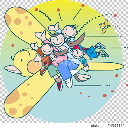 Family flying in the sky riding a bird - Stock Illustration [54545111 ...