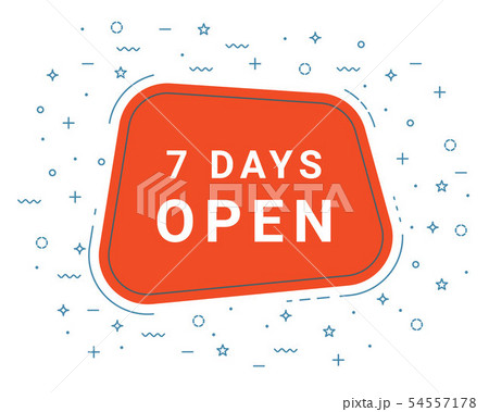 Red Vector Illustration Sign Seven Days Open....のイラスト素材 [54557178] - PIXTA