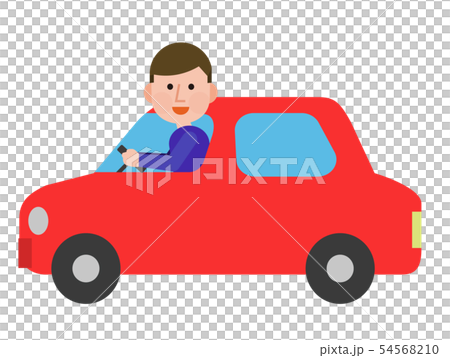 Illustration of a man riding a car - Stock Illustration [54568210] - PIXTA
