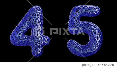 Number set 4, 5 made of blue plastic 3d renderingのイラスト素材 [54584776] - PIXTA