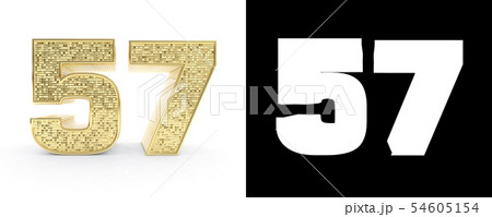 Golden number fifty seven (number 57) on whiteのイラスト素材 [54605154] - PIXTA