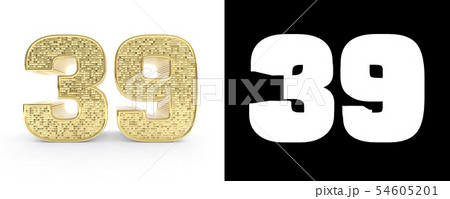 Golden number thirty nine (number 39) on whiteのイラスト素材 [54605201] - PIXTA