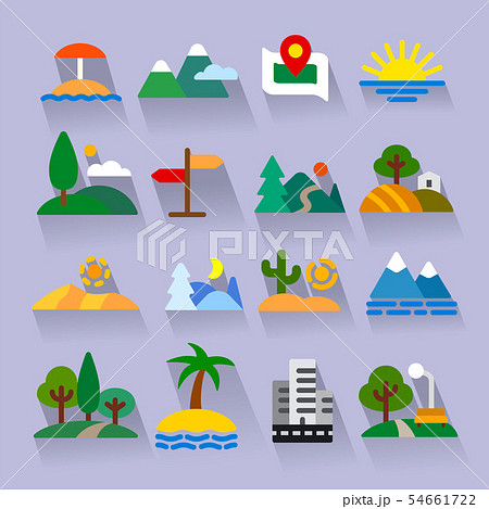 nature flat icons setのイラスト素材 [54661722] - PIXTA