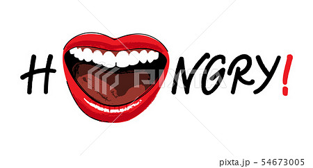 Red Lips with Text in the White Background.のイラスト素材 [54673005] - PIXTA
