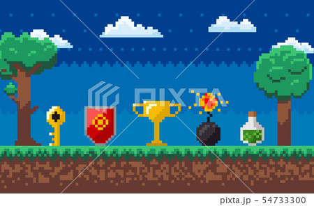 Pixel Game, Award Symbols, Power Object Vectorのイラスト素材 [54733300] - PIXTA