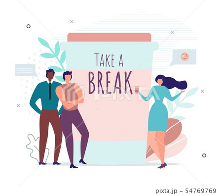 Take Brake Motivation Banner with Office Peopleのイラスト素材 [54769769] - PIXTA