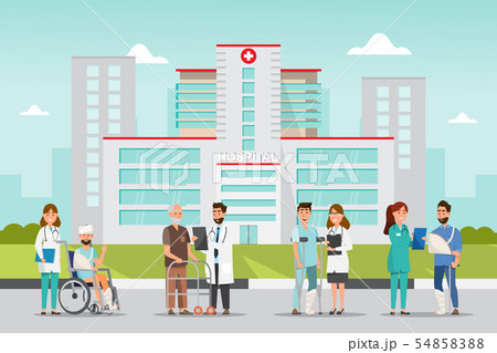 Set of doctor and patient cartoon characters.のイラスト素材 [54858388] - PIXTA