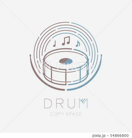 Snare drum, drumstick, music note with line staffのイラスト素材 [54866800] - PIXTA