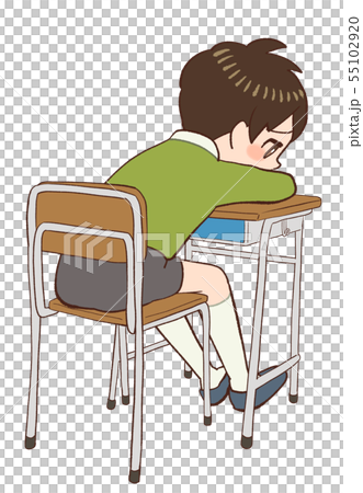 Classroom desk chair child lying down - Stock Illustration [55102920 ...
