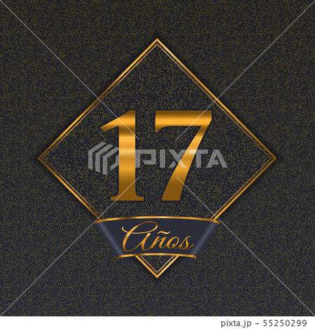 Spanish golden number 17 templatesのイラスト素材 [55250299] - PIXTA