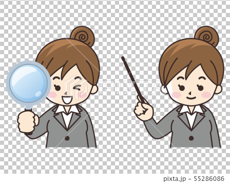 Magnifying glass and pointer stick - Stock Illustration [55286086] - PIXTA
