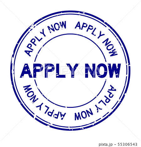 Grunge blue apply now word round rubber seal stampのイラスト素材 [55306543] - PIXTA