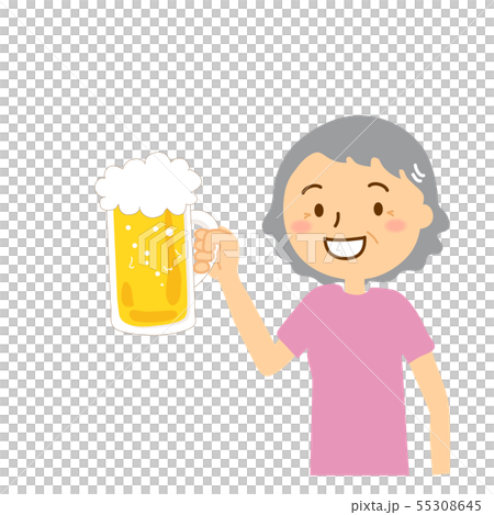 Beer Mug Elbow Bending Senior Woman - Stock Illustration [55308645] - PIXTA