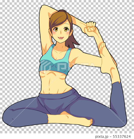 Yoga dove pose brown dove woman yoga dove pose... - Stock Illustration ...