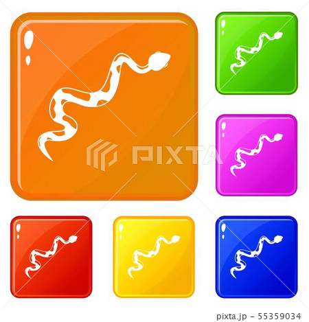 Creeping snake icons set vector colorのイラスト素材 [55359034] - PIXTA