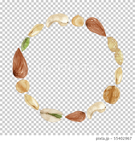Nuts background frame watercolor illustration - Stock Illustration ...