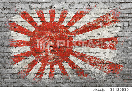 Flag of Japan painted on brick wallの写真素材 [55489659] - PIXTA