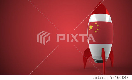 Rocket with flag of China. Chinese hitech or...のイラスト素材 [55560848] - PIXTA