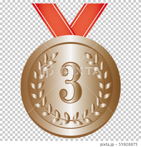 Bronze medal third place red ribbon - Stock Illustration [55928875] - PIXTA