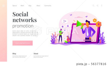 Social network promotion landing page templateのイラスト素材 [56377816] - PIXTA