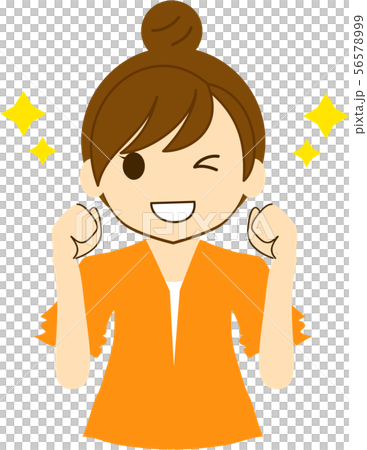 One-eyed winking smiling woman doing guts poses... - Stock Illustration ...