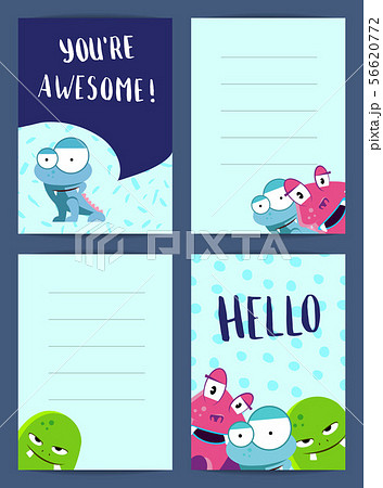 Vector vertical note cards set with pozitive...のイラスト素材 [56620772] - PIXTA