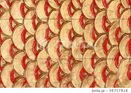 Pattern of dragon scales carved on wood backgroundの写真素材 [56757818] - PIXTA