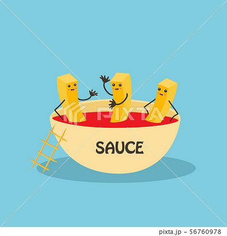Funny laughing French fries character のイラスト素材 [56760978] - PIXTA