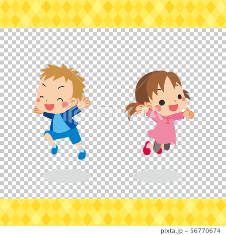 Long-sleeved kids that jump well [diamond frame] - Stock Illustration ...