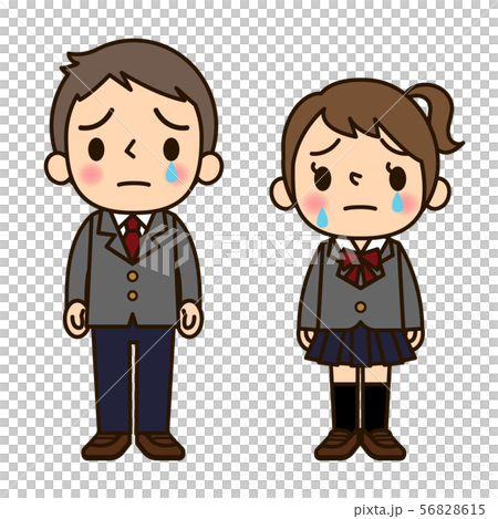 Men and women in school uniform sad - Stock Illustration [56828615] - PIXTA