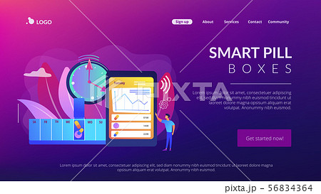 Smart pill boxes concept landing pageのイラスト素材 [56834364] - PIXTA