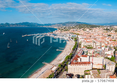 Cannes aerial panoramic view, Franceの写真素材 [57067408] - PIXTA