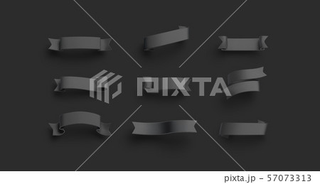 Blank black banderole mockup set, isolated on darkのイラスト素材 [57073313 ...